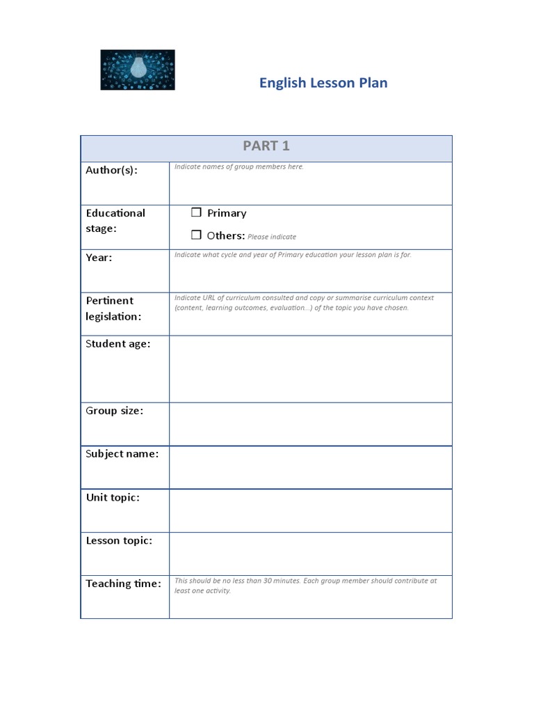 Lesson Plan Template EFL 2019 | PDF