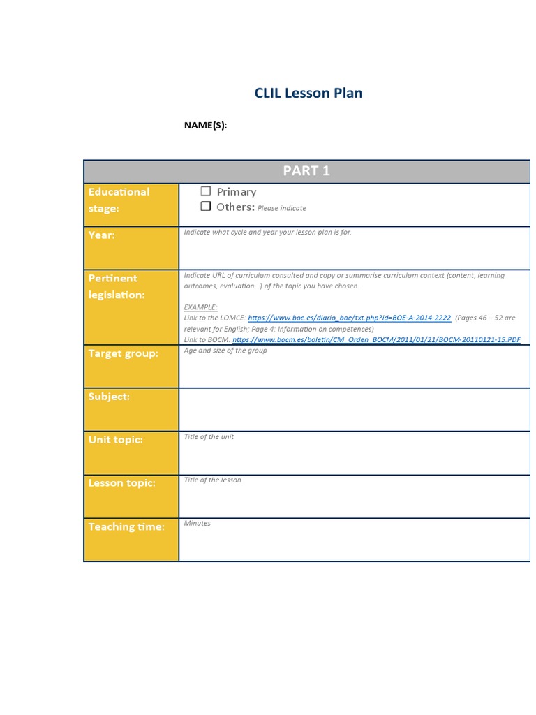 CLIL Lesson Plan: Educational Stage: Year | PDF | Learning | Curriculum