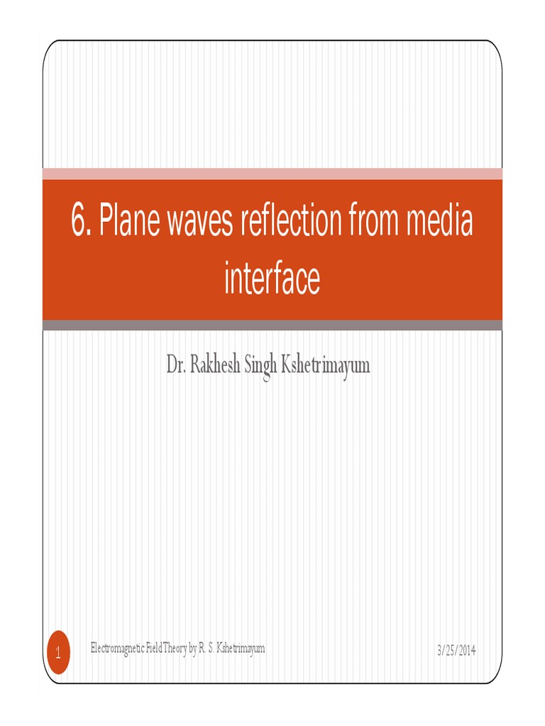 Plane Wave Reflectionfrom Media Interface PDF | PDF | Transmission ...