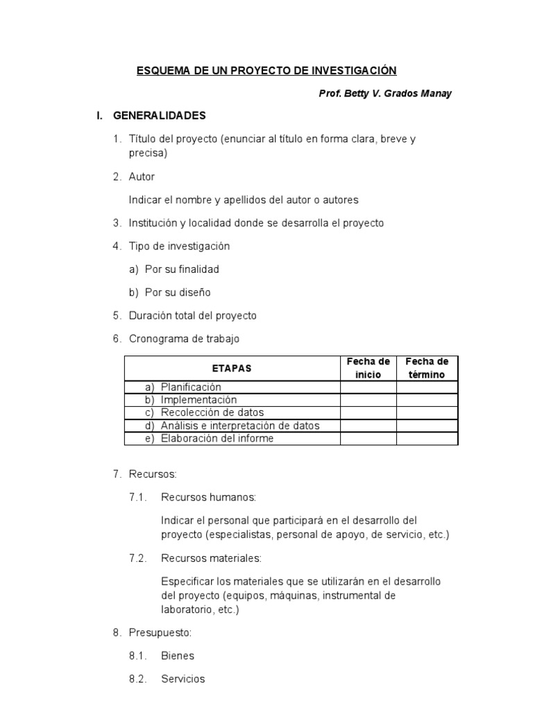 Esquema de Un Proyecto de Investigación | PDF