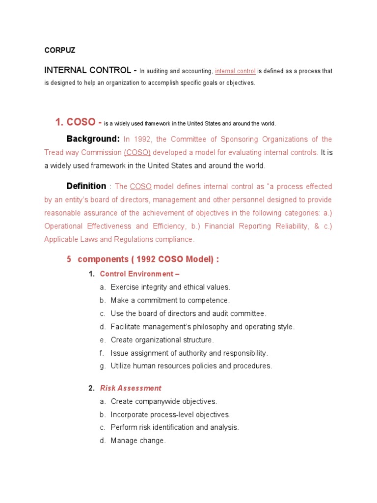 Internal Control Frameworks Guide | PDF | Internal Control | Corporate ...