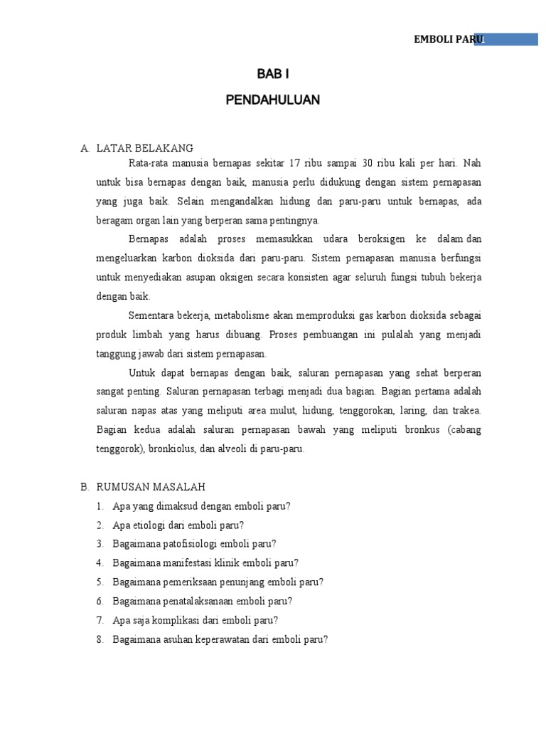 Ciri dan Penanganan Emboli Paru | PDF