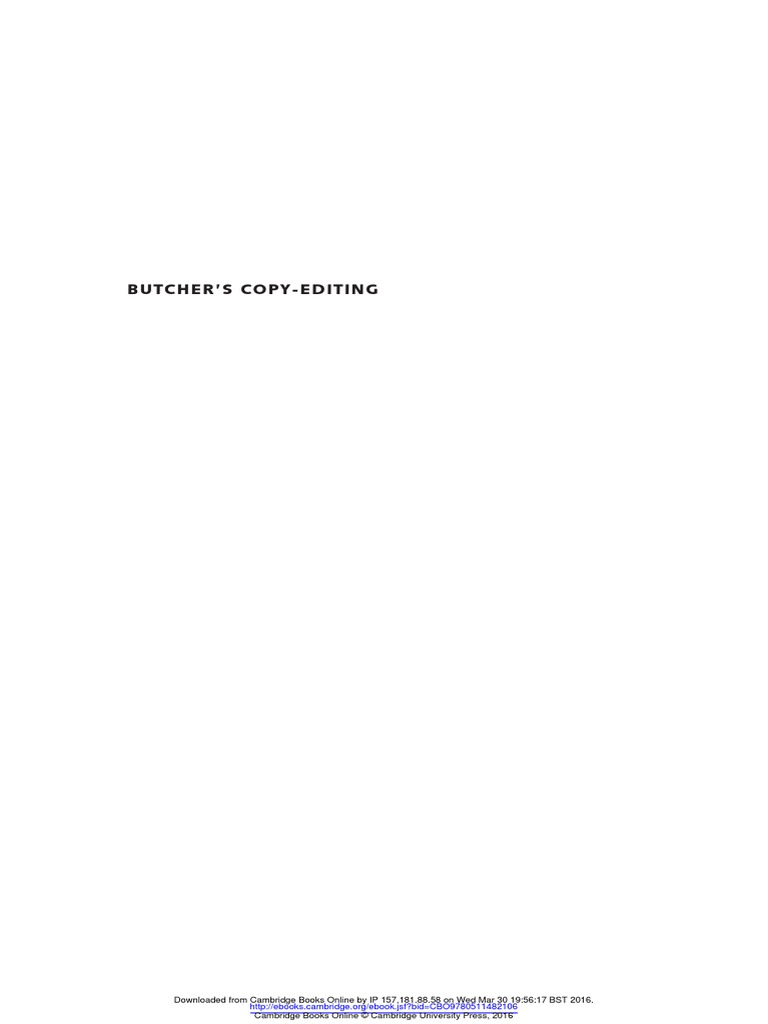 Butcher'S Copy-Editing: Cambridge Books Online © Cambridge University ...