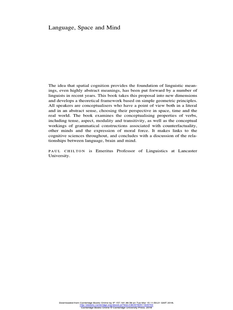 Language, Space and Mind | PDF | Linguistics | Space