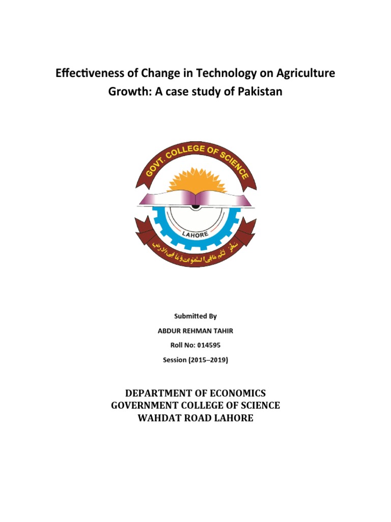 Effectiveness of Change in Technology On Agriculture Growth A Case ...