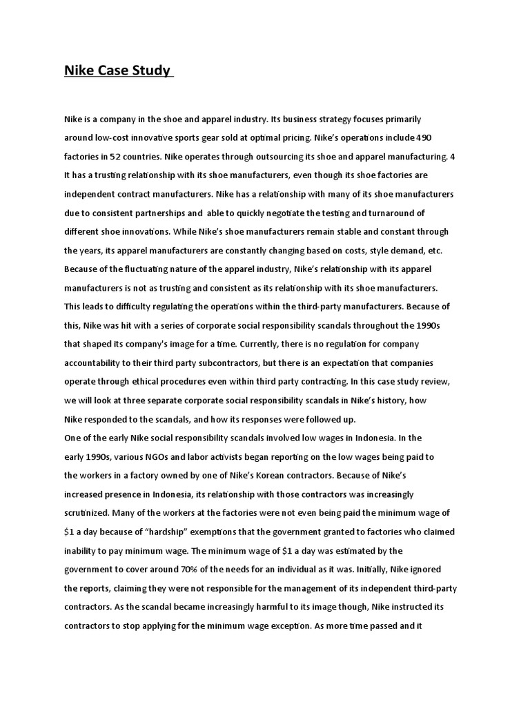 Nike Case Study | PDF | Volkswagen | Corporate Social Responsibility