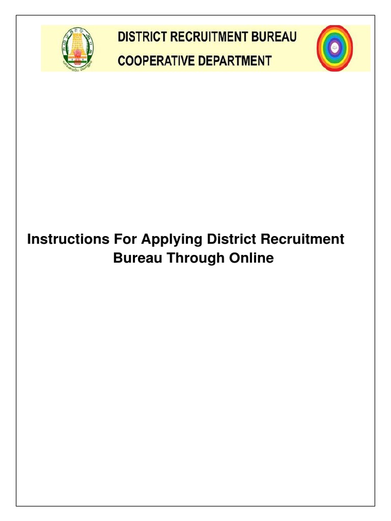 Instructions For Applying District Recruitment Bureau Through Online ...