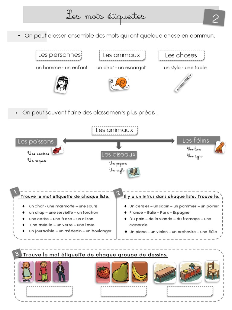 Mots Étiquettes : Exercices et Leçons | PDF | Organismes | La nature