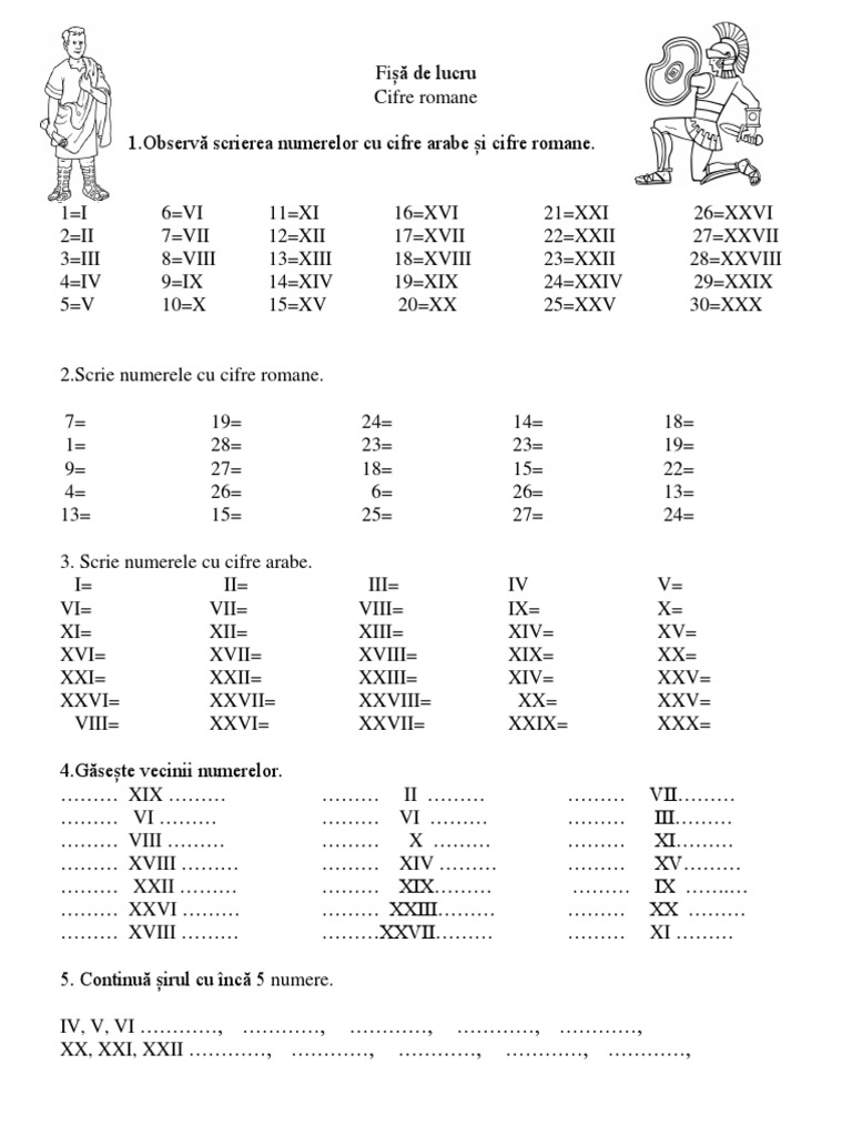 Fisa de Lucru Cifre - Romane1 | PDF
