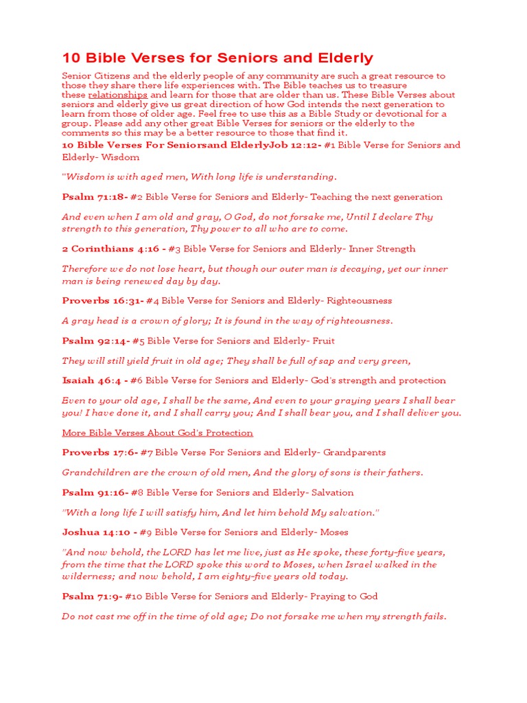 10 Bible Verses For Seniors and Elderly | PDF | Wisdom | Bible