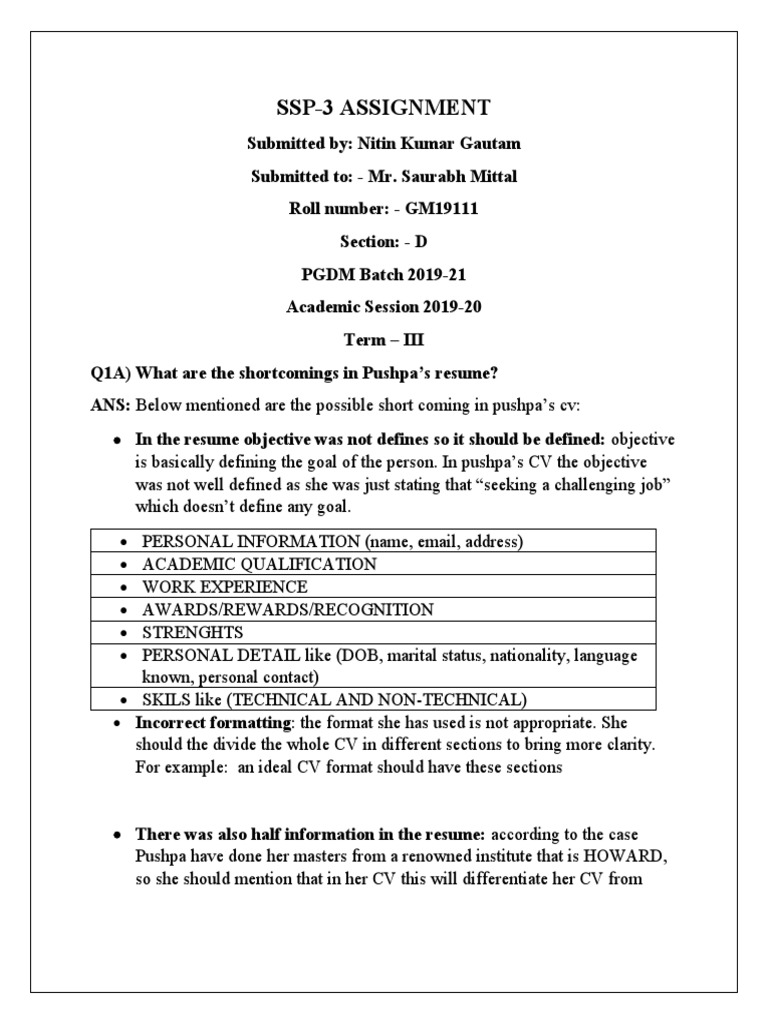 Ssp-3 Assignment | PDF | Résumé | Leadership