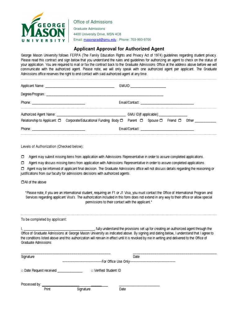 George Mason Authorized - Agent - OGA | PDF | Privacy | Social Institutions