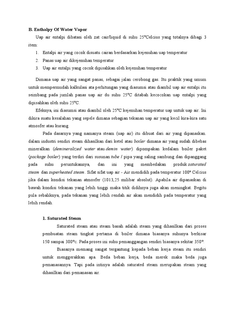 Entalpi Uap Air dan Prosesnya | PDF