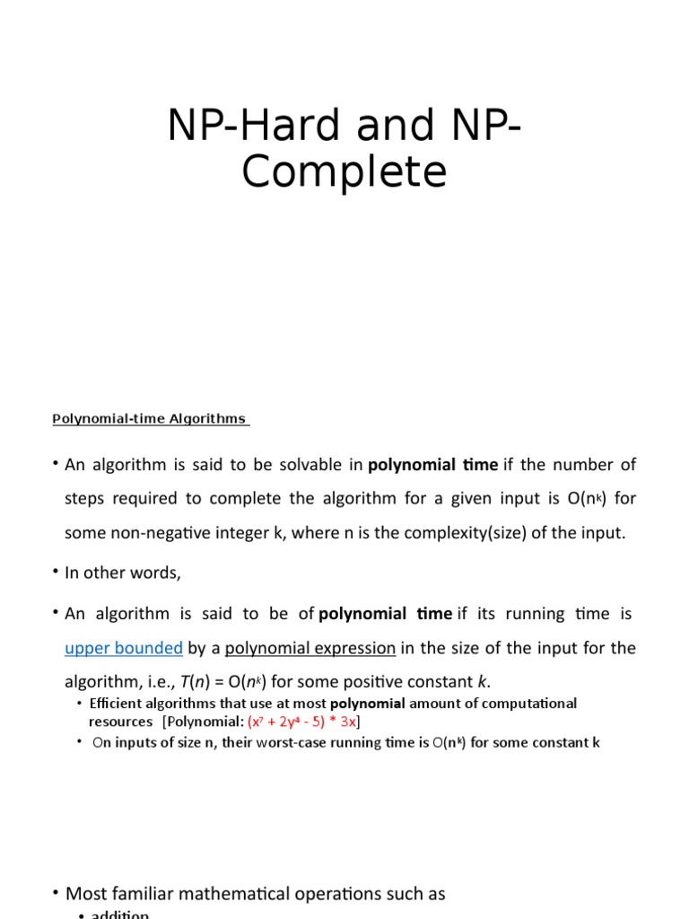 NP-Hard and NP-Complete | PDF | Time Complexity | Computational ...