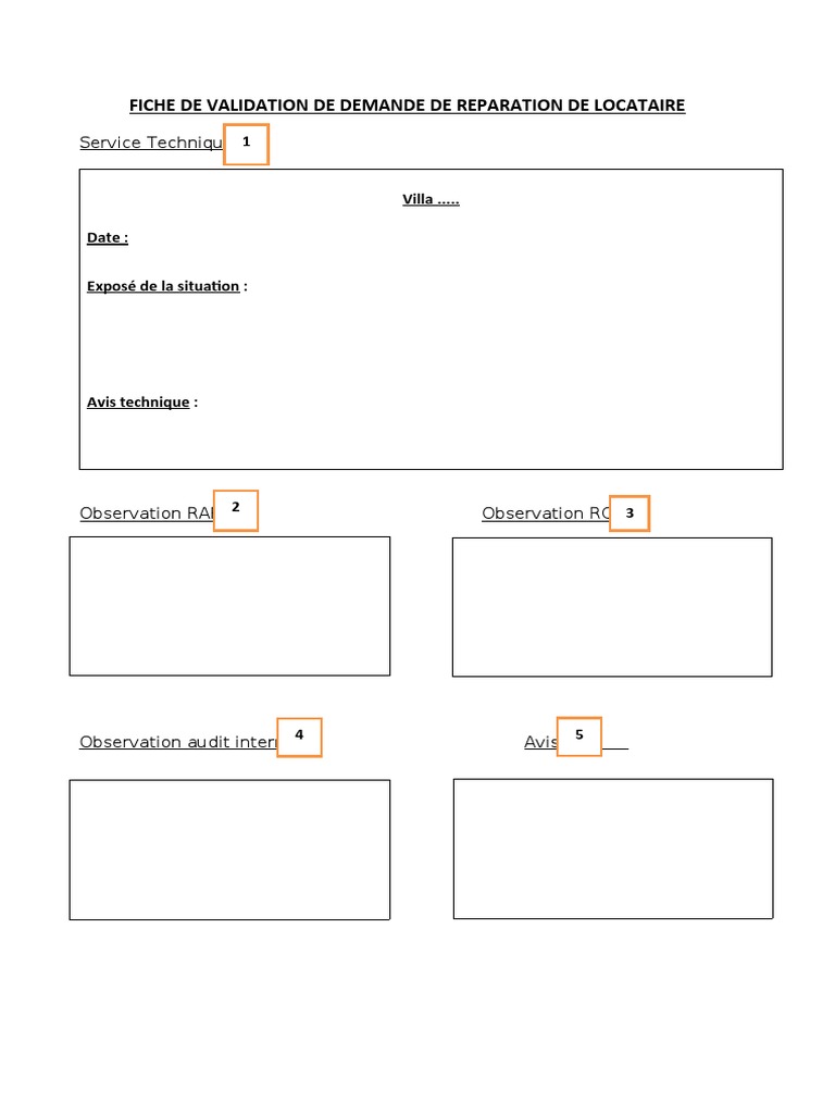 Modèle de Fiche de Validation Des Travaux | PDF