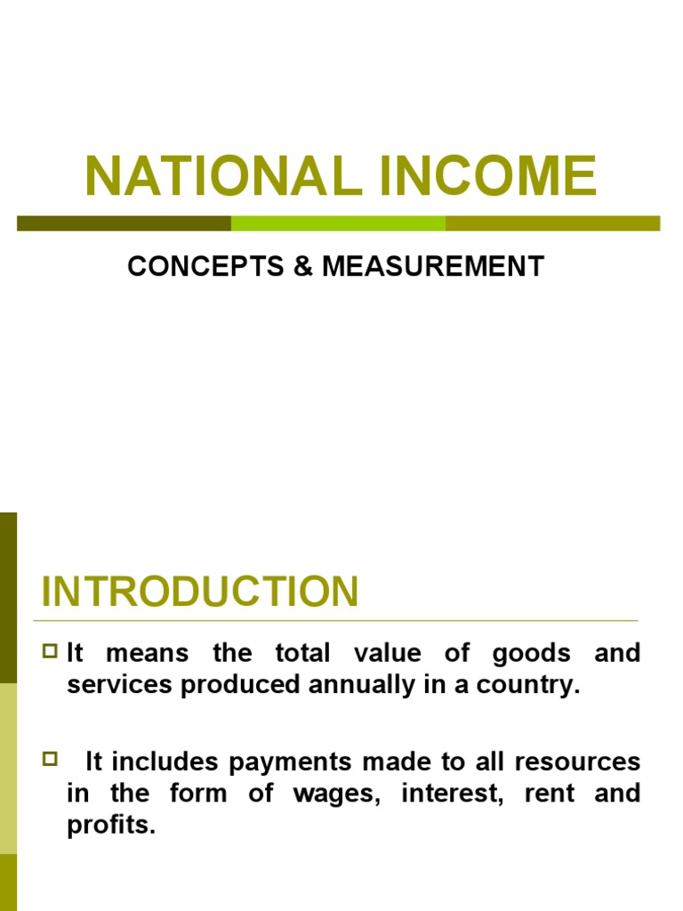 National Income: Concepts & Measurement | PDF | Measures Of National ...