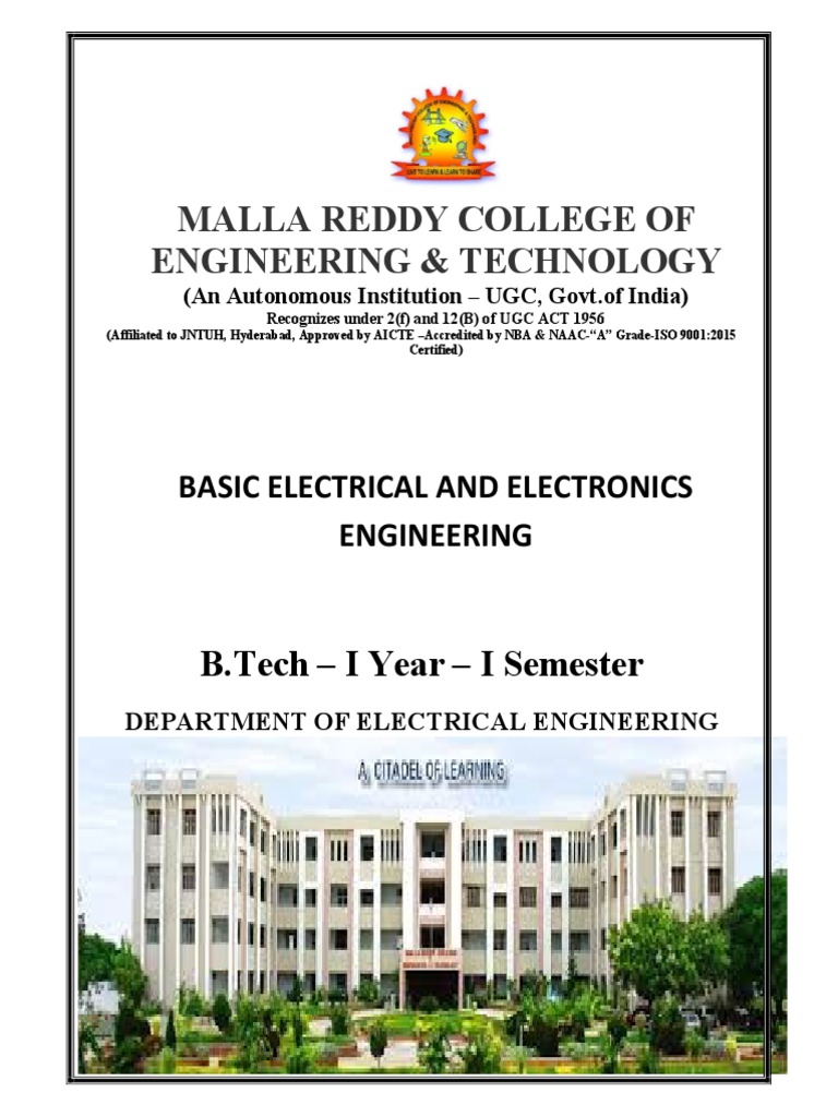 Basic Electrical and Electronics Engineering | PDF | Electrical Network ...