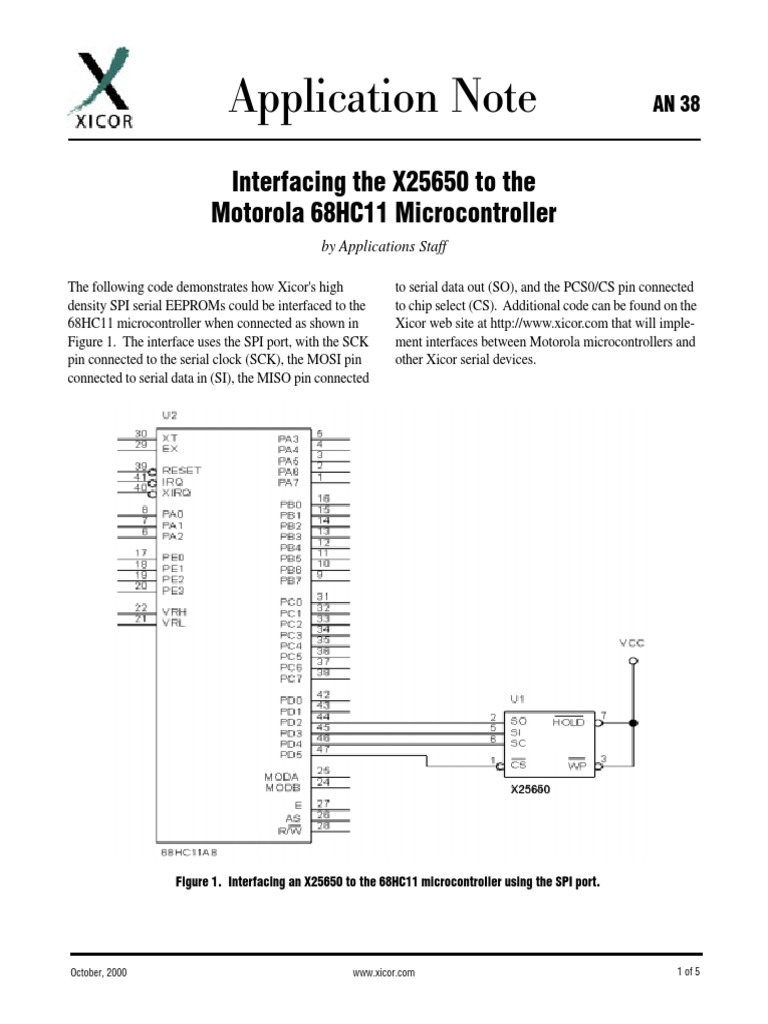 Application Note: Interfacing The X25650 To The Motorola 68HC11 ...