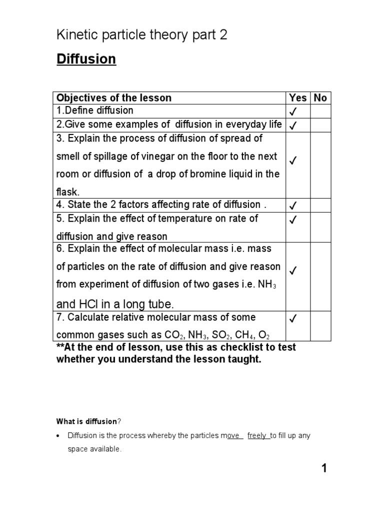 Diffusion: Kinetic Particle Theory Part 2 | PDF | Diffusion | Gases