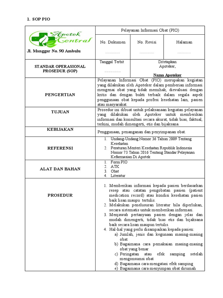 SOP Dan Form PIO | PDF
