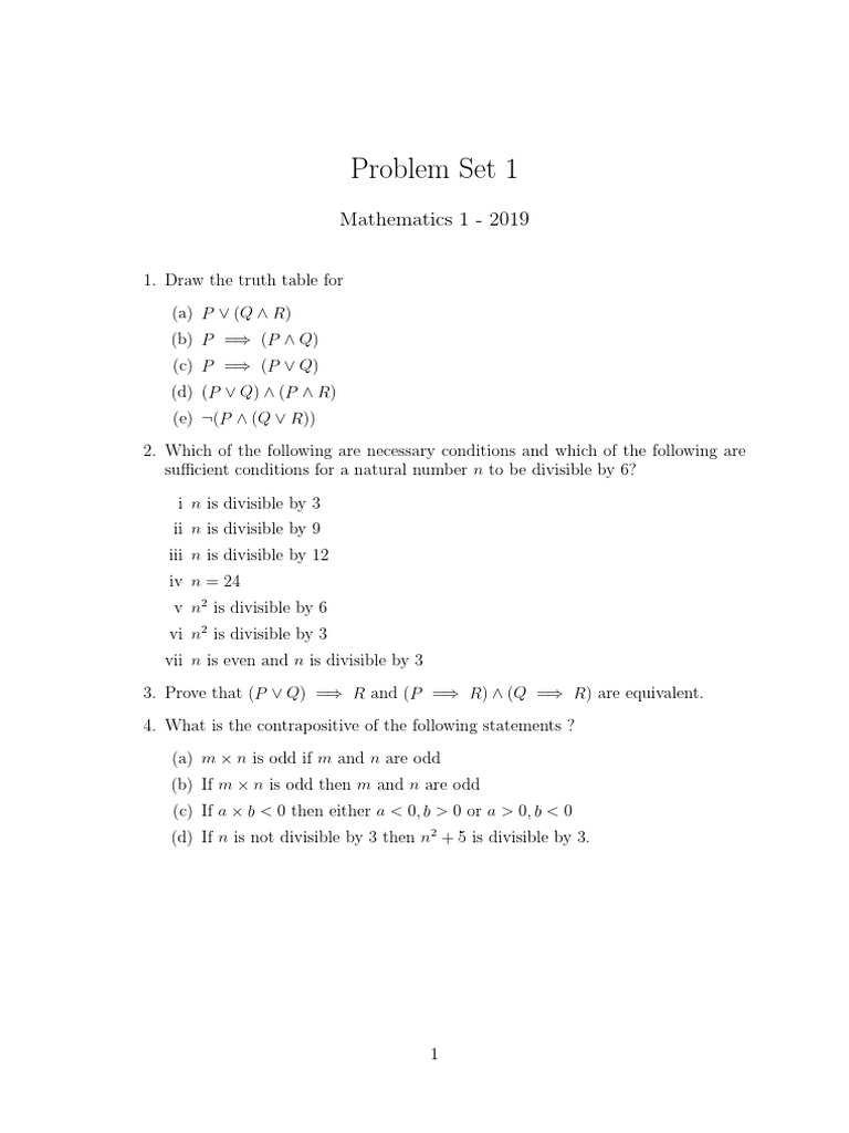 Problem Set 1 PDF | PDF