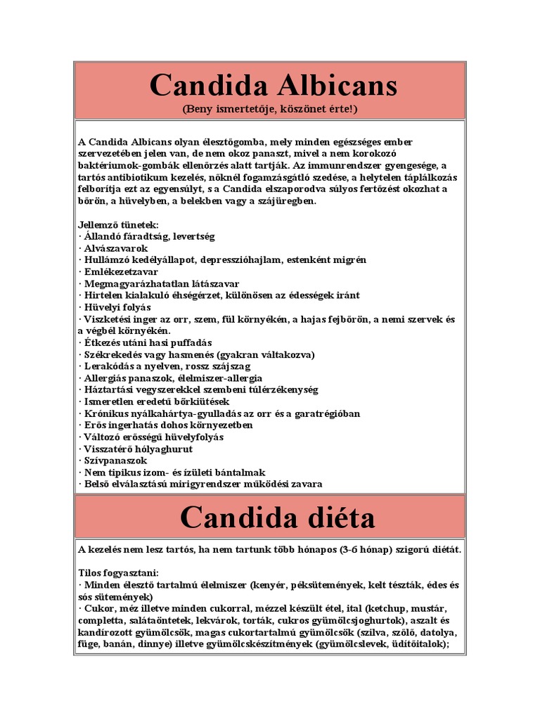 Bilonka - Candida Albicans Diéta | PDF