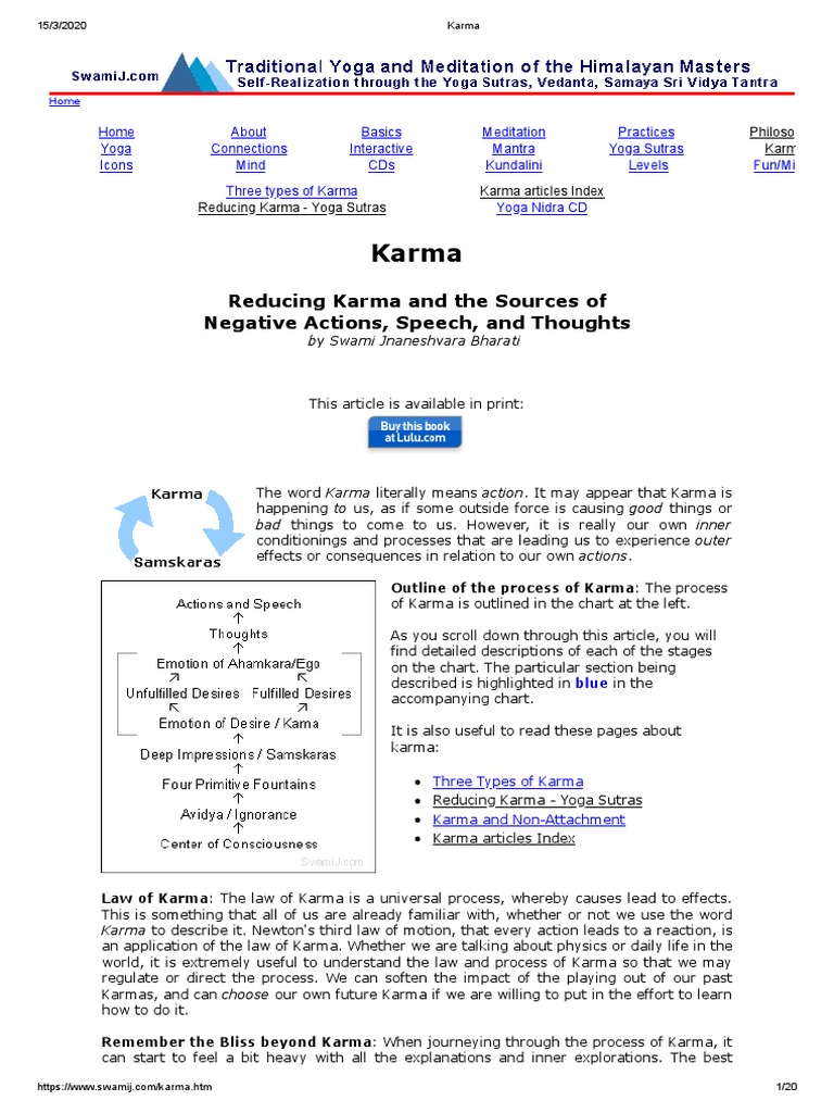 Karma Reducing Karma And The Sources Of Negative Actions Speech And