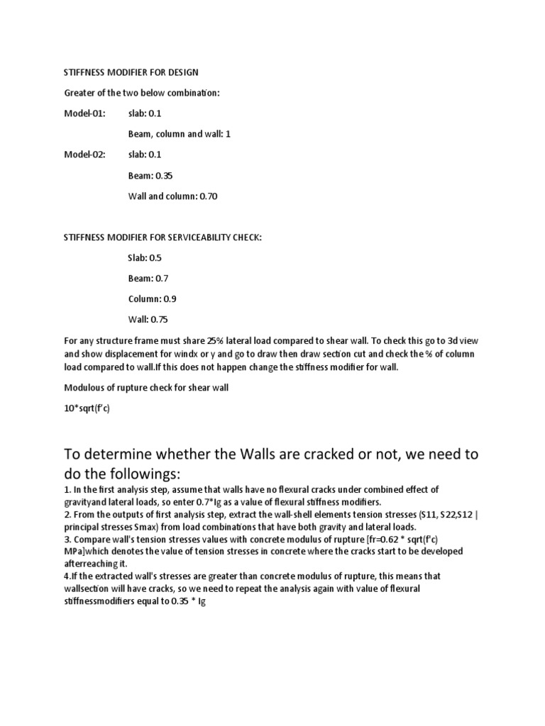Stiffness Modifier For STAAD PRO | PDF | Fracture | Beam (Structure)