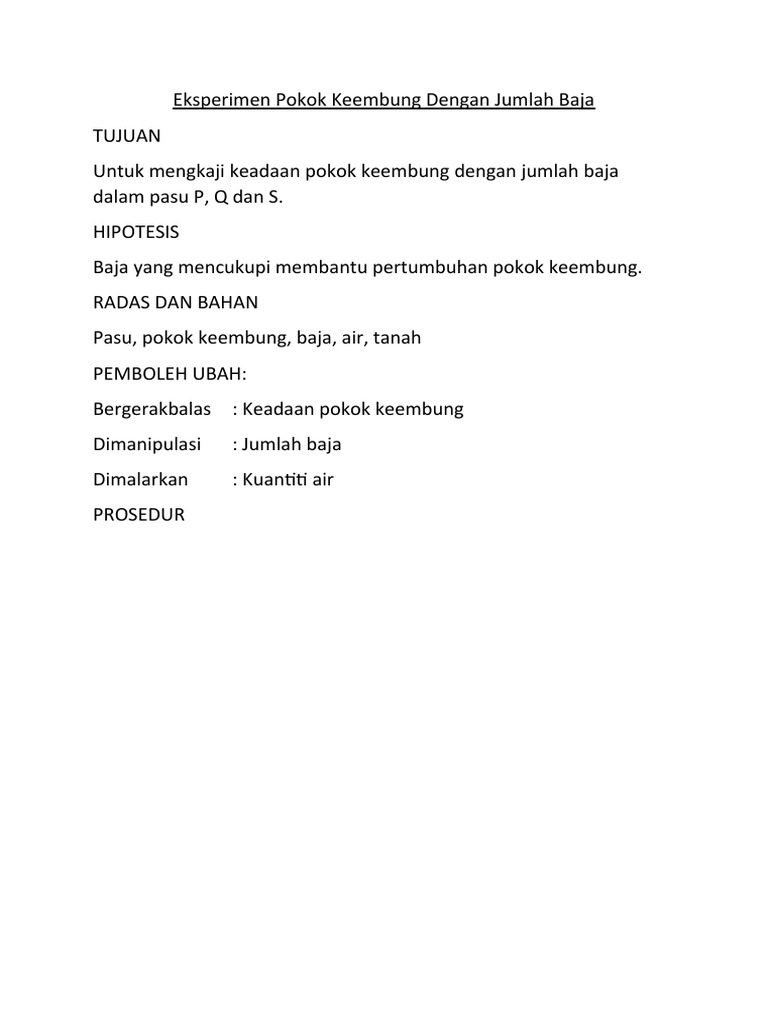 Eksperimen Pokok Keembung | PDF