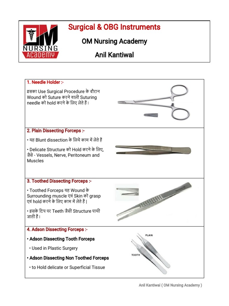 Surgical & OBG Instruments: OM Nursing Academy Anil Kantiwal | PDF ...