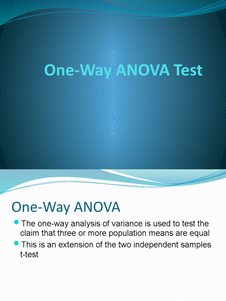 One-Way ANOVA Test | PDF | Analysis Of Variance | Probability And ...