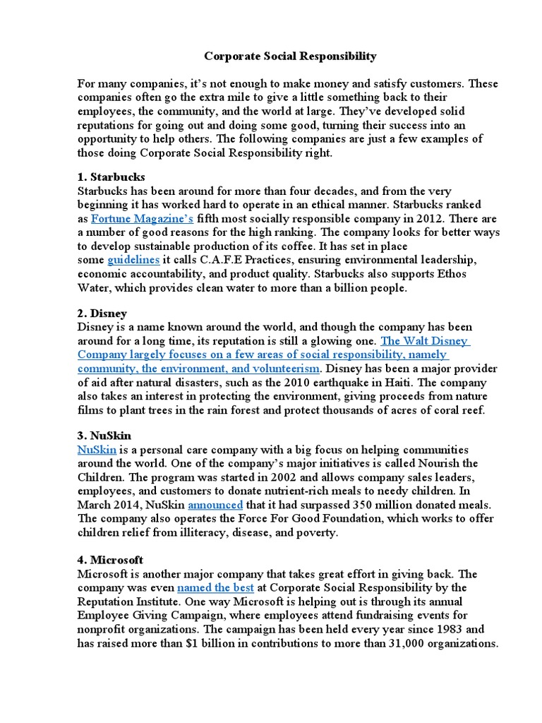 Corporate Social Responsibility | PDF | Starbucks | Corporate Social ...