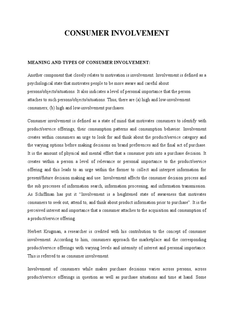 Consumer Involvement | PDF | Marketing Communications | Brand