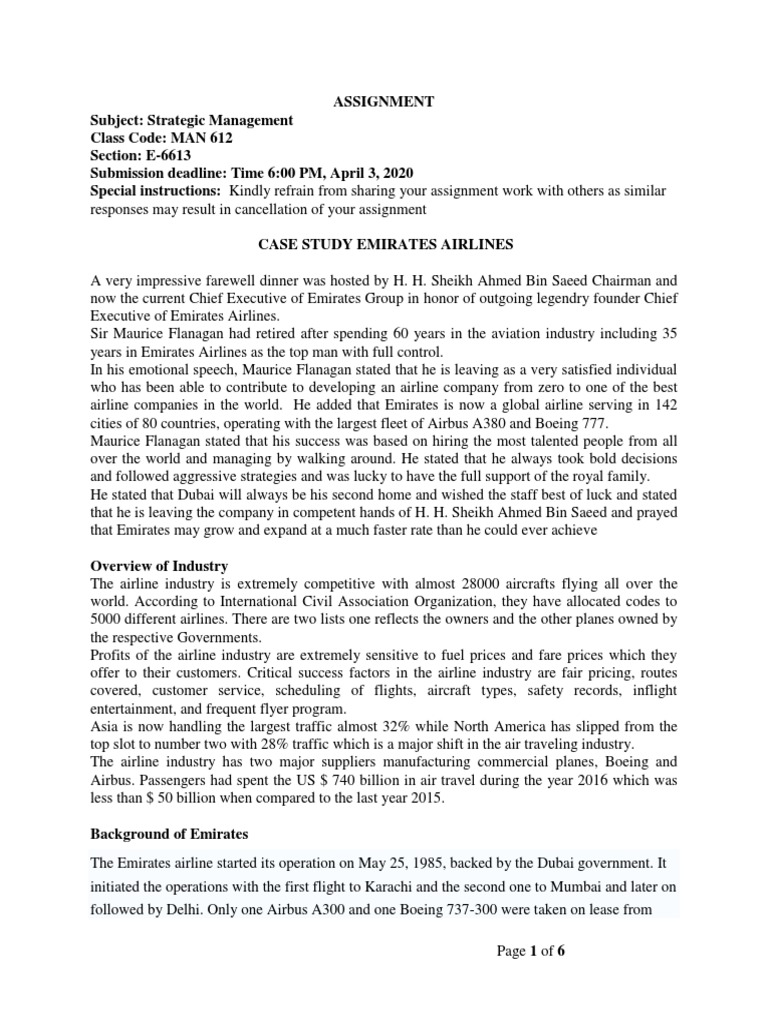 Case Study Emirates Assignment | PDF | Emirates (Airline) | Airlines