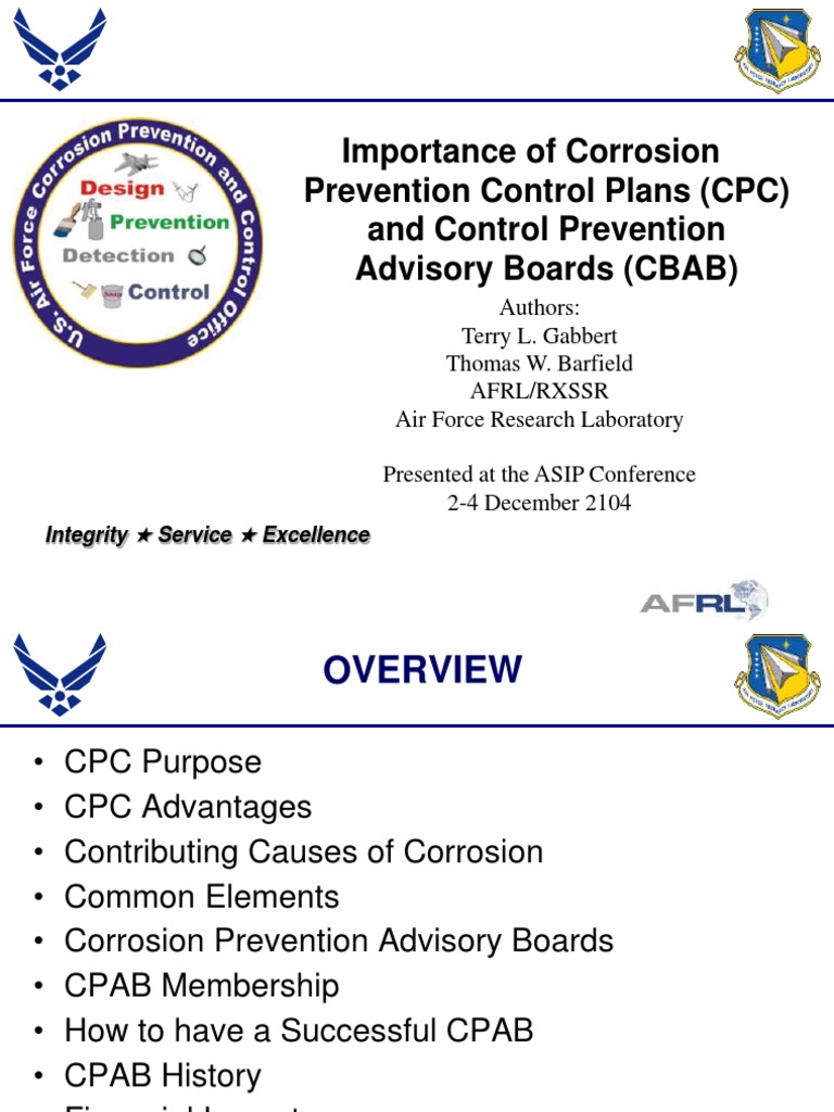 Importance of Corrosion Prevention Control Plans (CPC) and Control ...