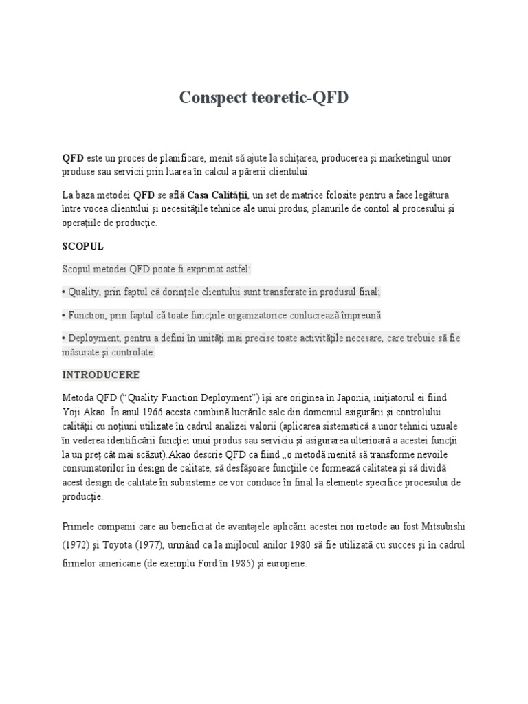 Conspect teoretic-QFD | PDF