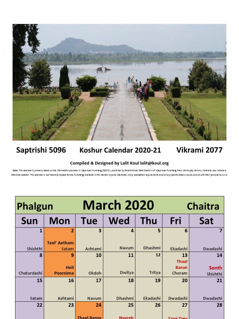 KoshurCalendar 2020-21 PDF | PDF | Religious Festivals | Lunisolar ...