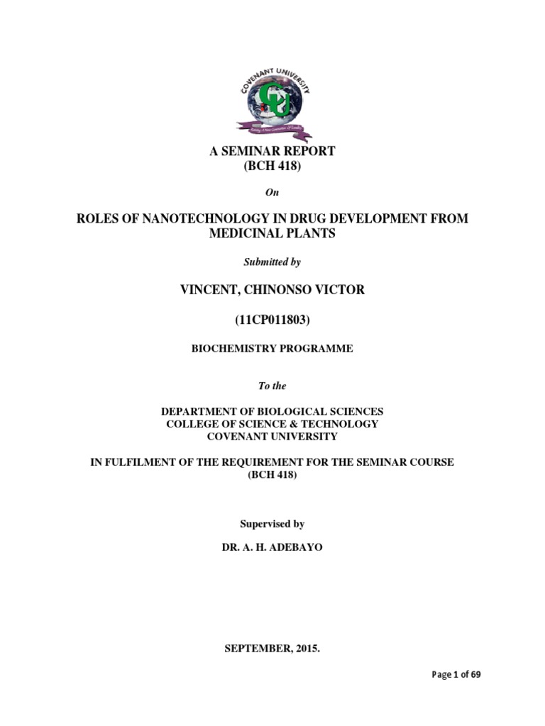 A Seminar Report (BCH 418) : Biochemistry Programme | PDF | Scanning ...