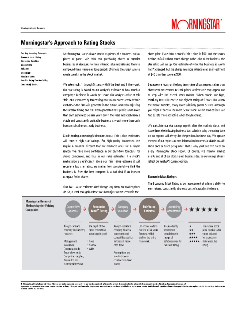 Morningstar's Approach To Rating Stocks | PDF | Discounting | Stocks
