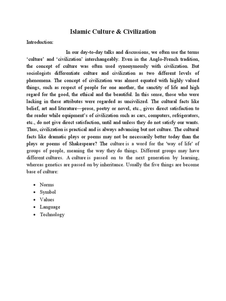 Understanding Islamic Culture and Civilization | PDF | Prophets And ...