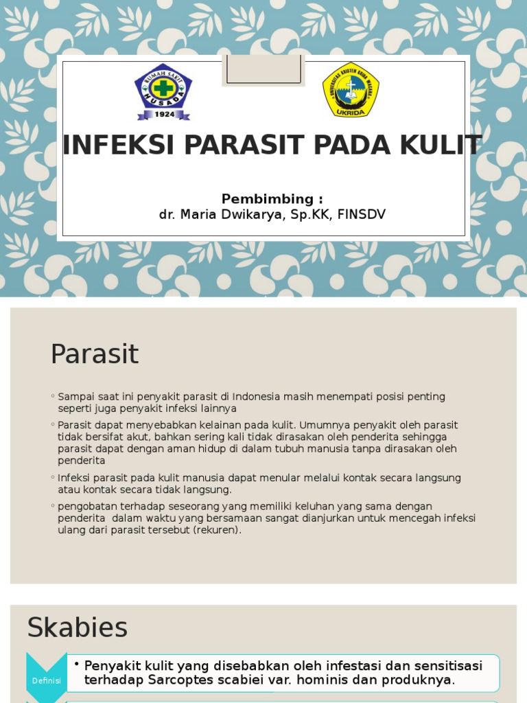 Infeksi Parasit Pada Kulit PPT - Dr. Maria | PDF