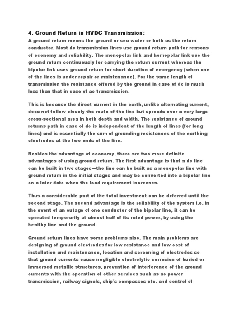 Ground Return in HVDC Transmission | PDF