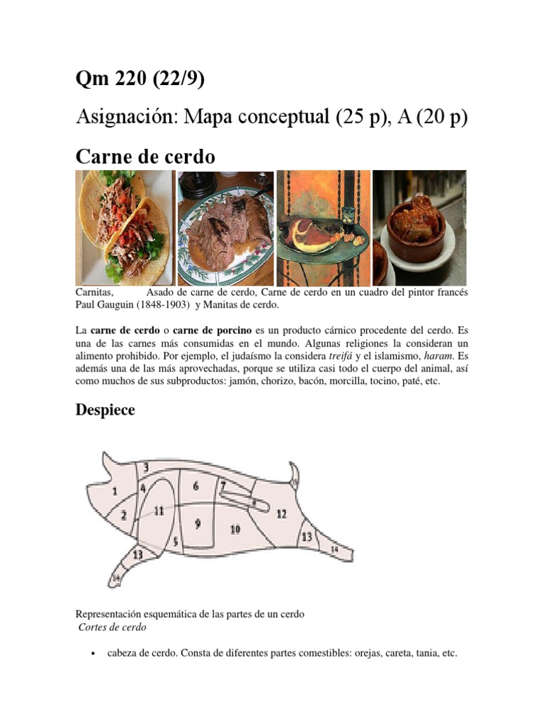 Carne de Cerdo PDF | Descargar gratis PDF | Cerdo | Productos animales