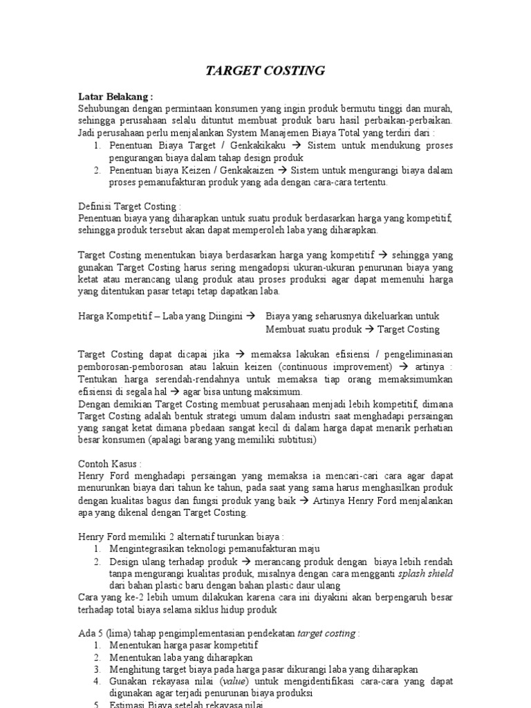 Target Costing | PDF