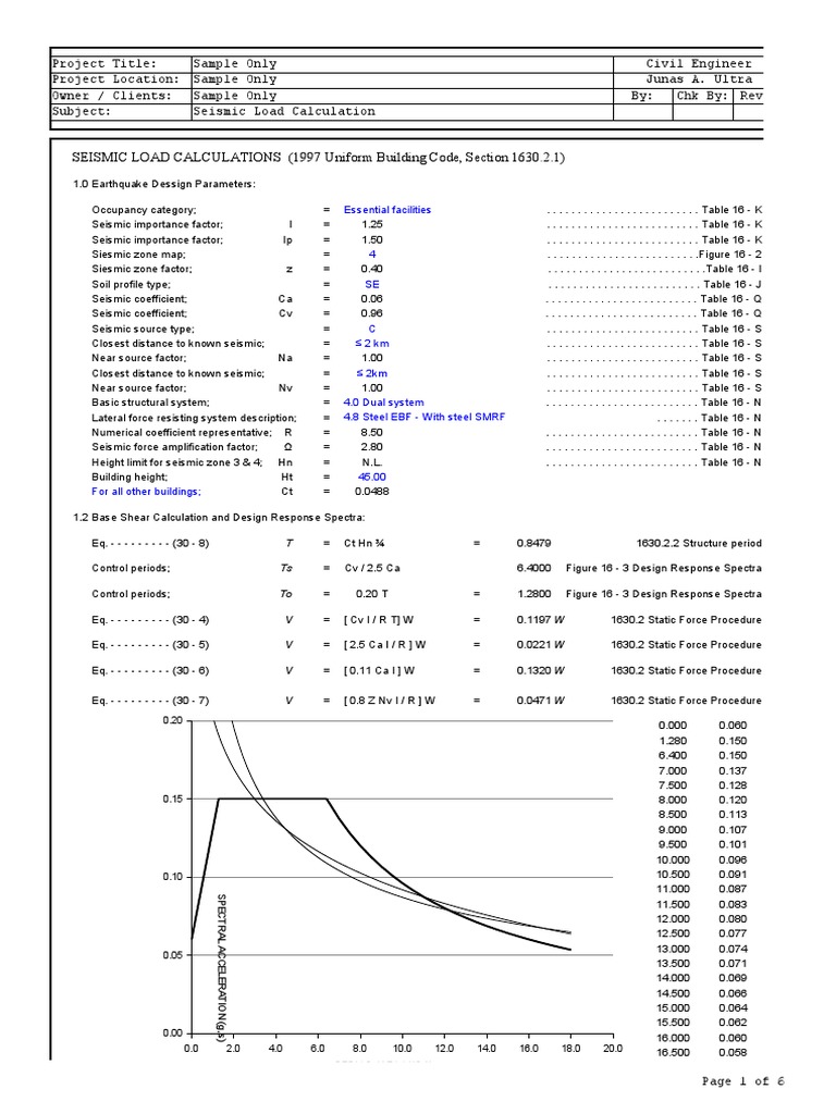 Seismic Load Calculation | PDF | Geotechnical Engineering | Applied And Interdisciplinary Physics