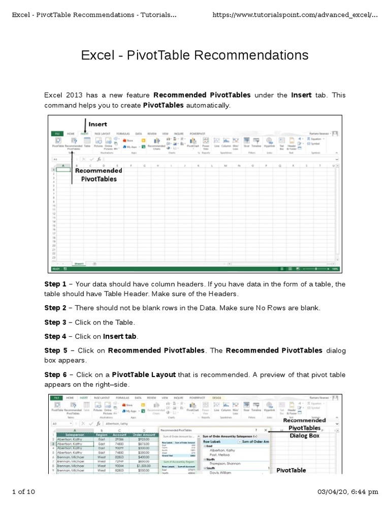 PivotTable Recommendations | PDF | Data Management Software | Computer Data