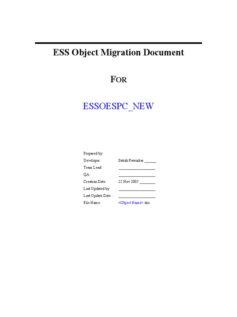 ESS Migration Document Template | PDF | Sql | Subroutine