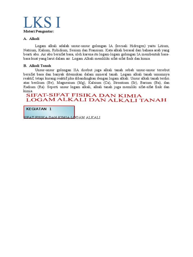 Sifat dan Reaksi Logam Alkali dan Tanah | PDF