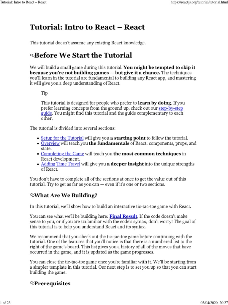 Getting Started - React | PDF | Java Script | Programming Paradigms
