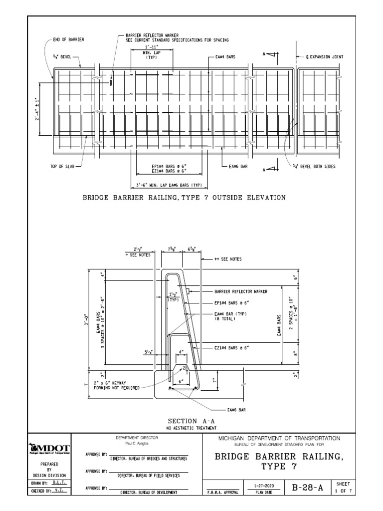 Bridge Barrier Railing, Type 7 Outside Elevation | PDF | Transportation ...